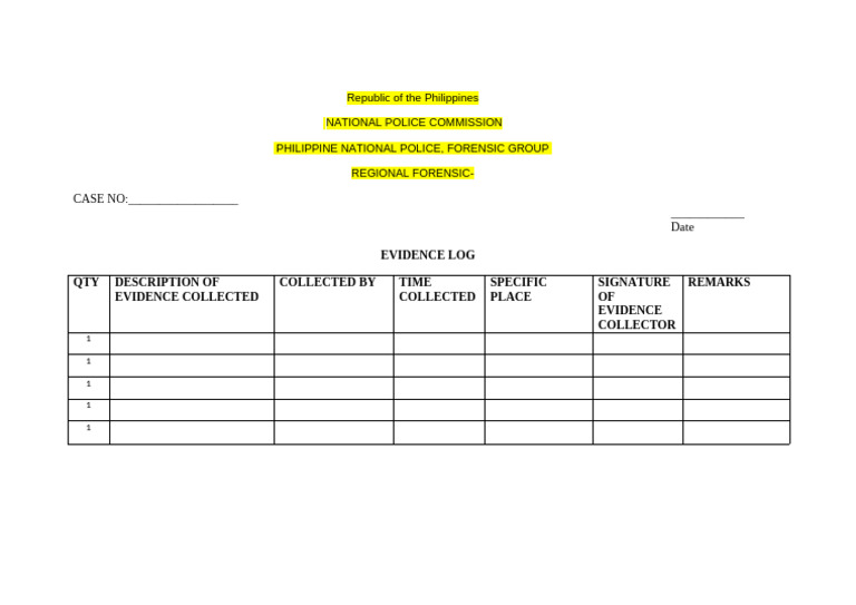 Evidence Log | PDF