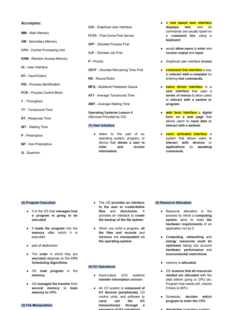 Midterms Operating Systems | PDF | Scheduling (Computing) | Process ...