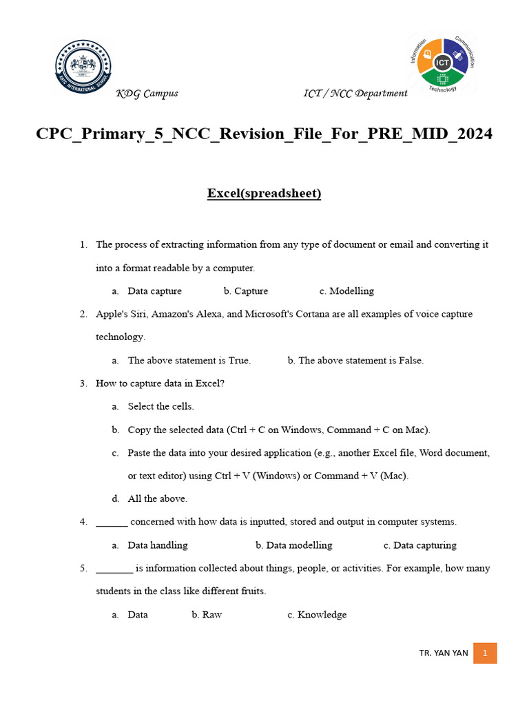 CPC P5 Pre Mid Revision File Question | PDF | Microsoft Excel | Computer Programming