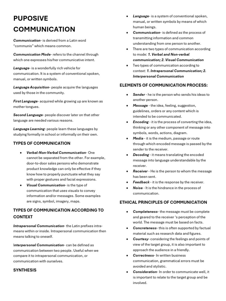 Puposive Communication | PDF | Communication | Human Communication