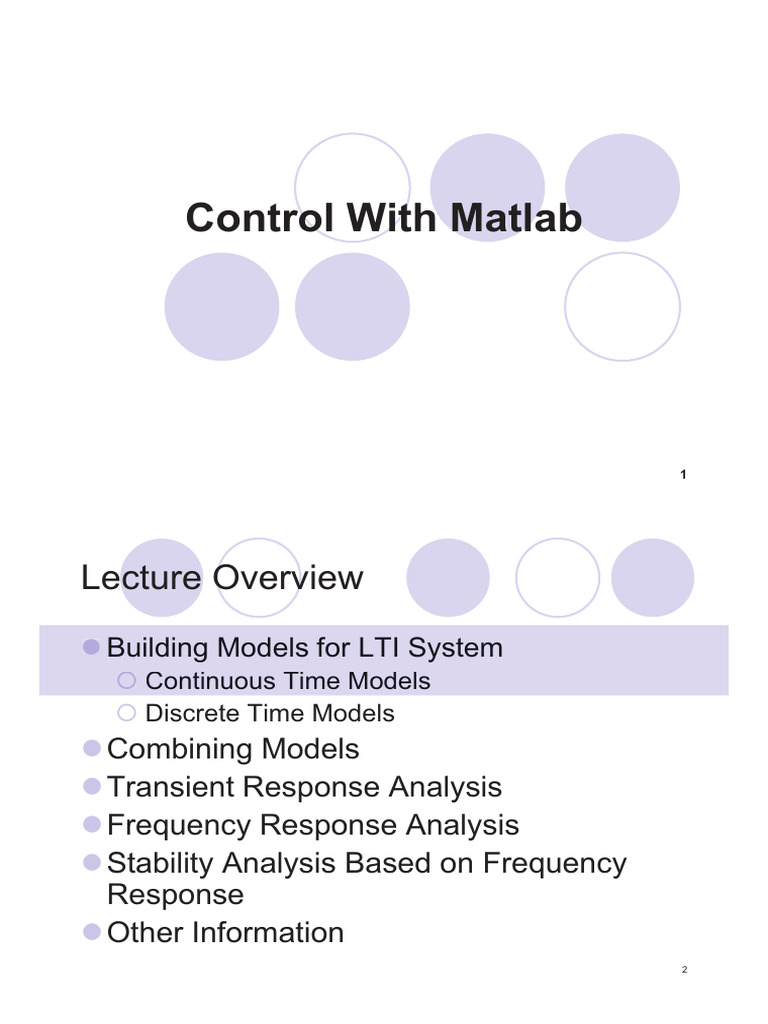 Control With Matlab: Lecture Overview | PDF | Matrix (Mathematics ...