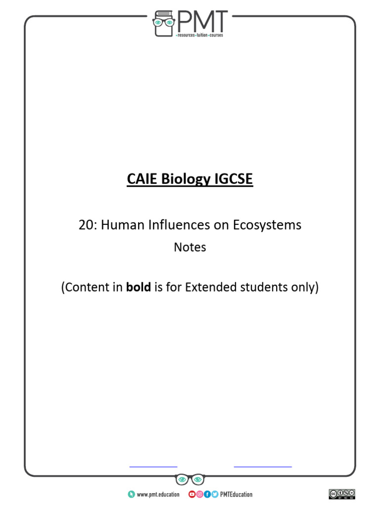 Human Impact on Ecosystems: IGCSE Biology | PDF | Agriculture ...