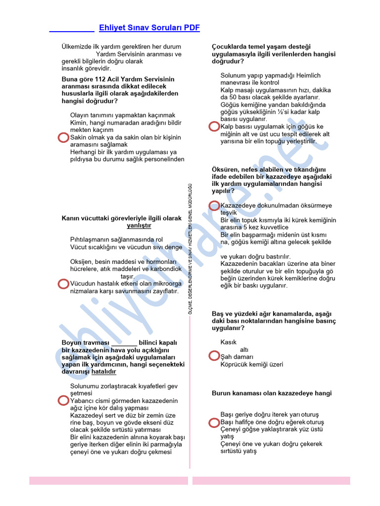 Ehliyet Sinav Sorulari PDF Indir | PDF