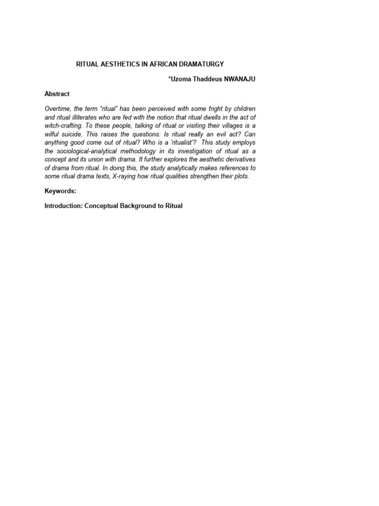 Ritual Aesthetics in African Drama | PDF | Rituals