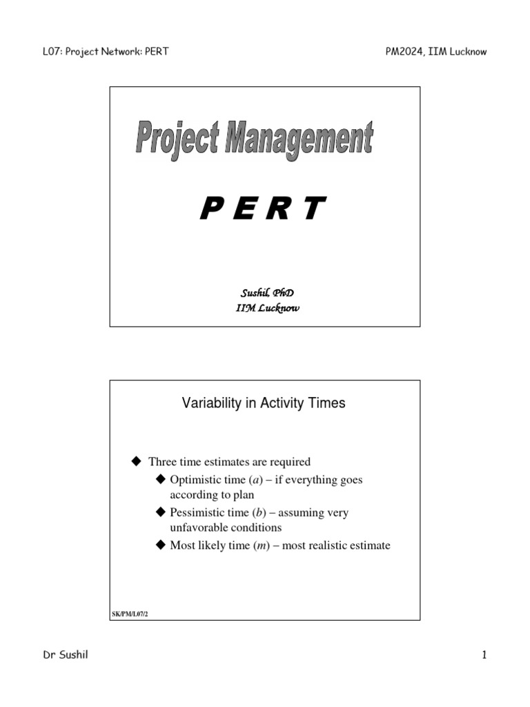 SK Handout PM 2024 l07 Pert | PDF | Normal Distribution | Variance