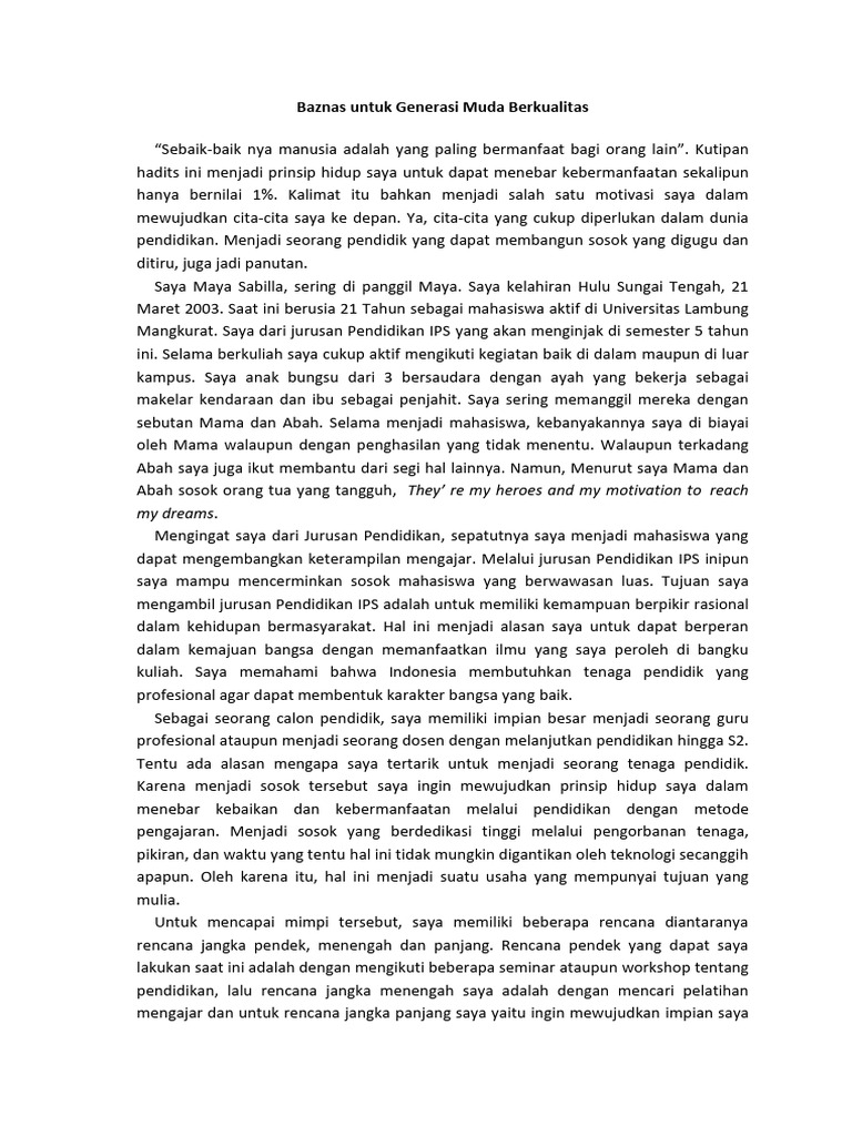 Essay Beasiswa | PDF