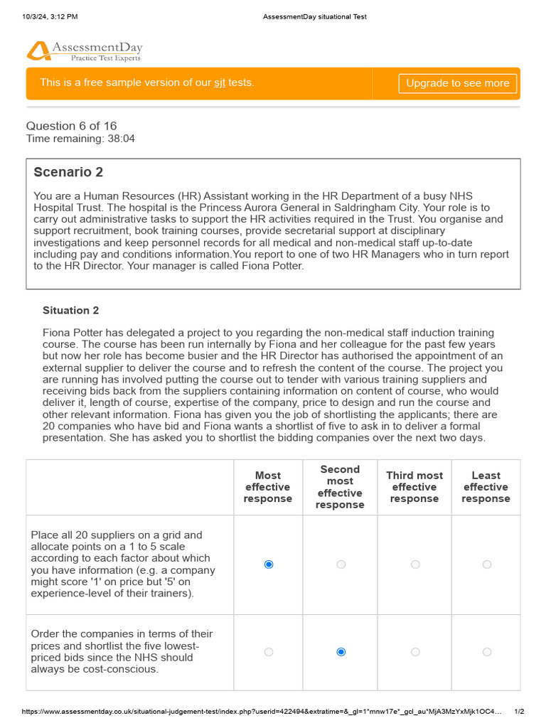 AssessmentDay Situational Test 6 | PDF | Business