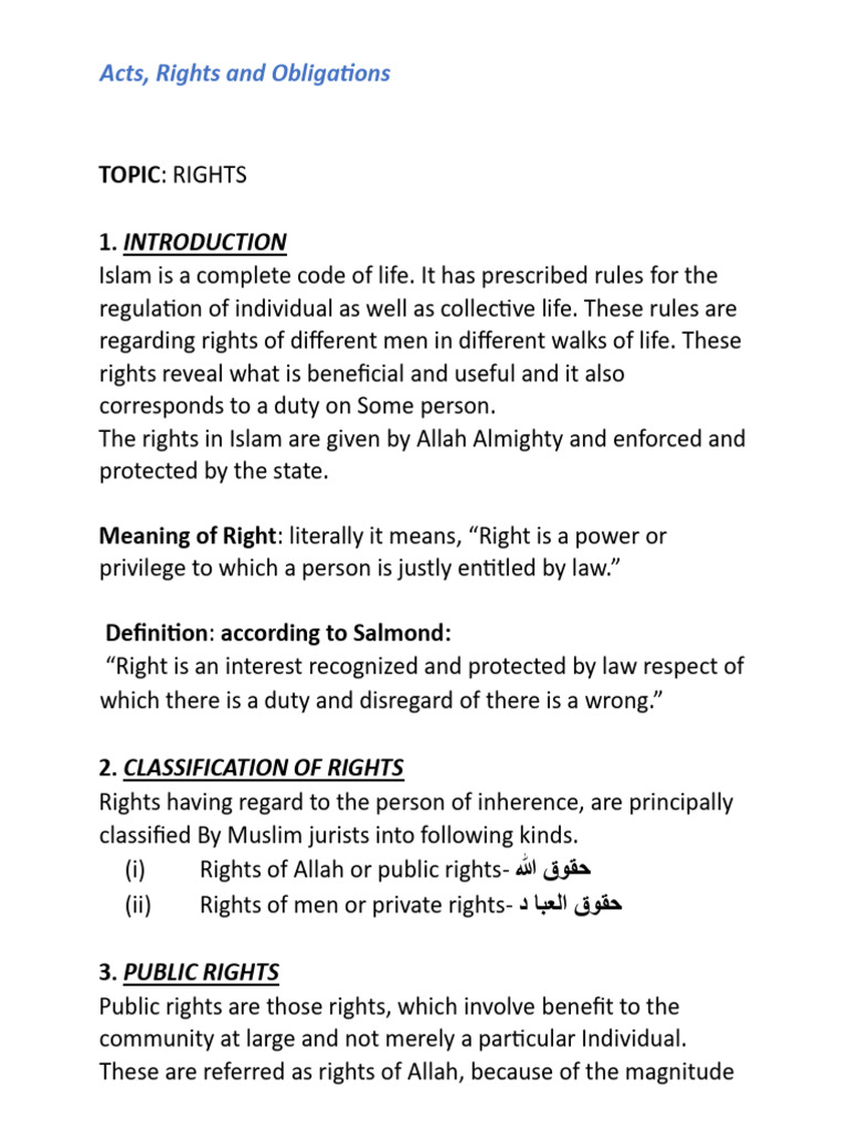 Understanding Rights in Islamic Law | PDF | Islamic Jurisprudence | Justice