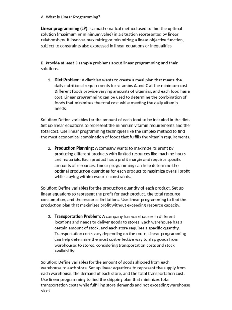 What Is Linear Programming Pdf Linear Programming Mathematical Optimization
