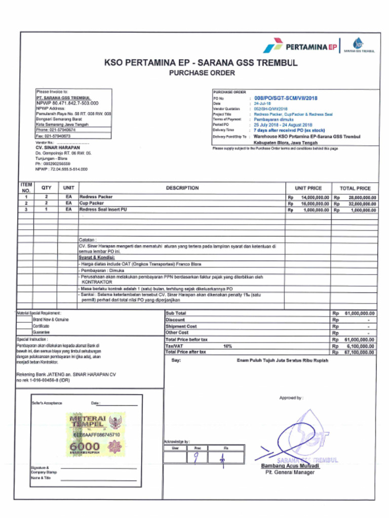 PO Provision Redress Packer | PDF