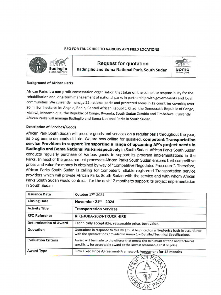 RFQ - Transportation Services-0007 | PDF