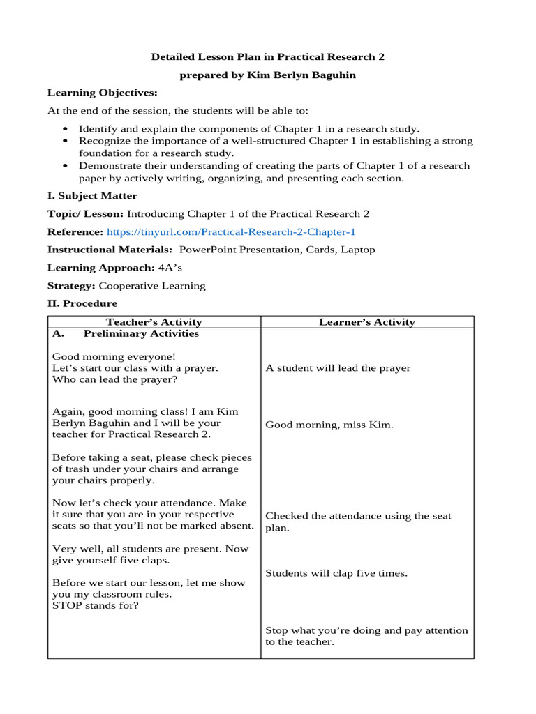 Detailed Lesson Plan in Research | PDF | Quantitative Research | Theory