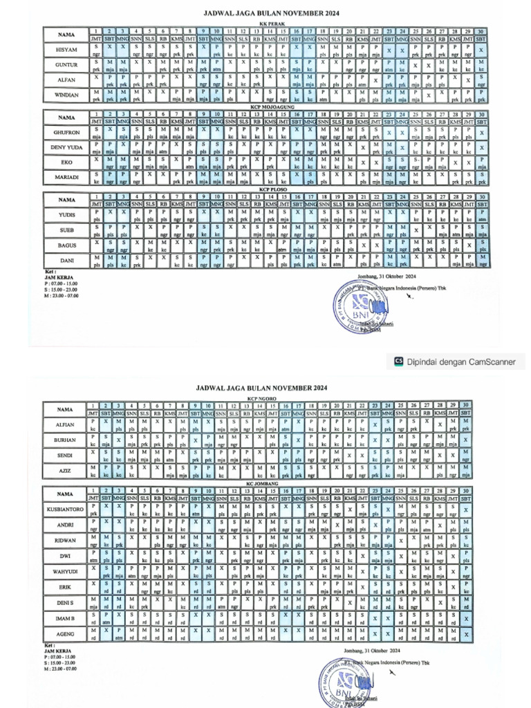 Jadwal Pam Nov 2024 | PDF