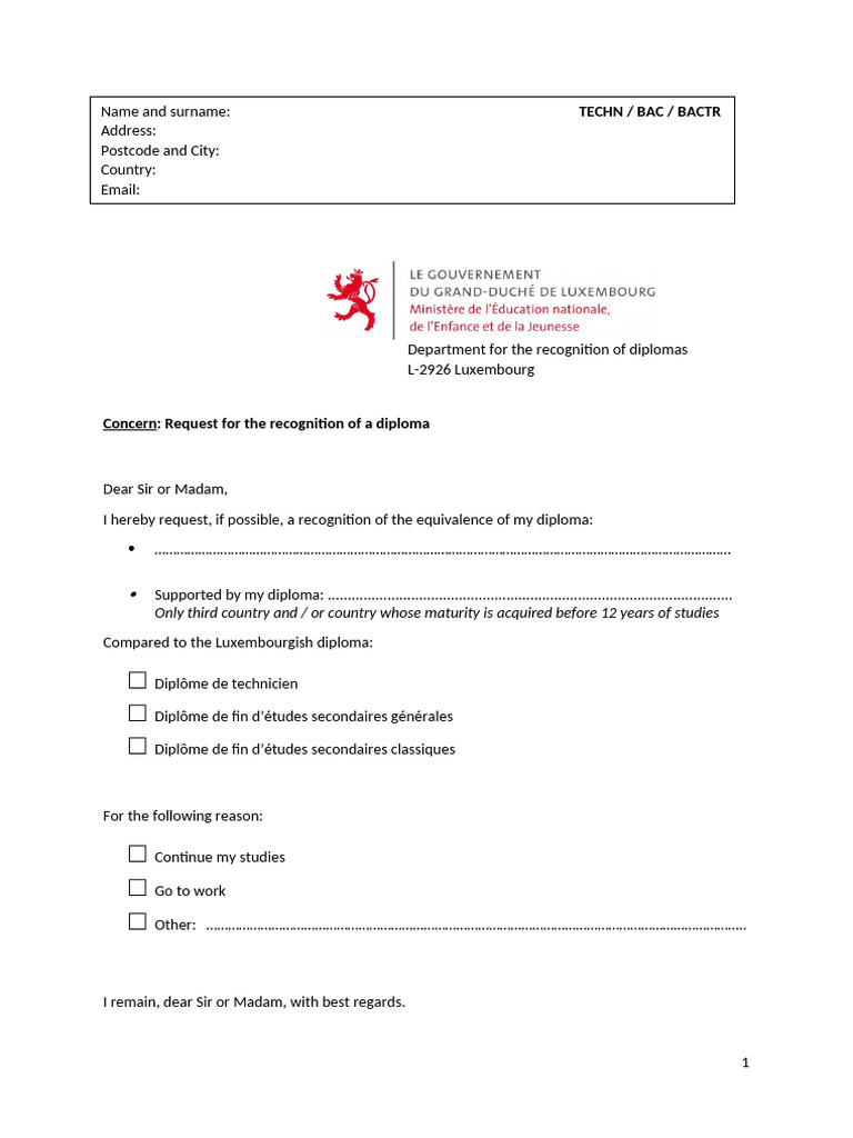 Lettre Type Bac Maturite en | PDF | Diploma