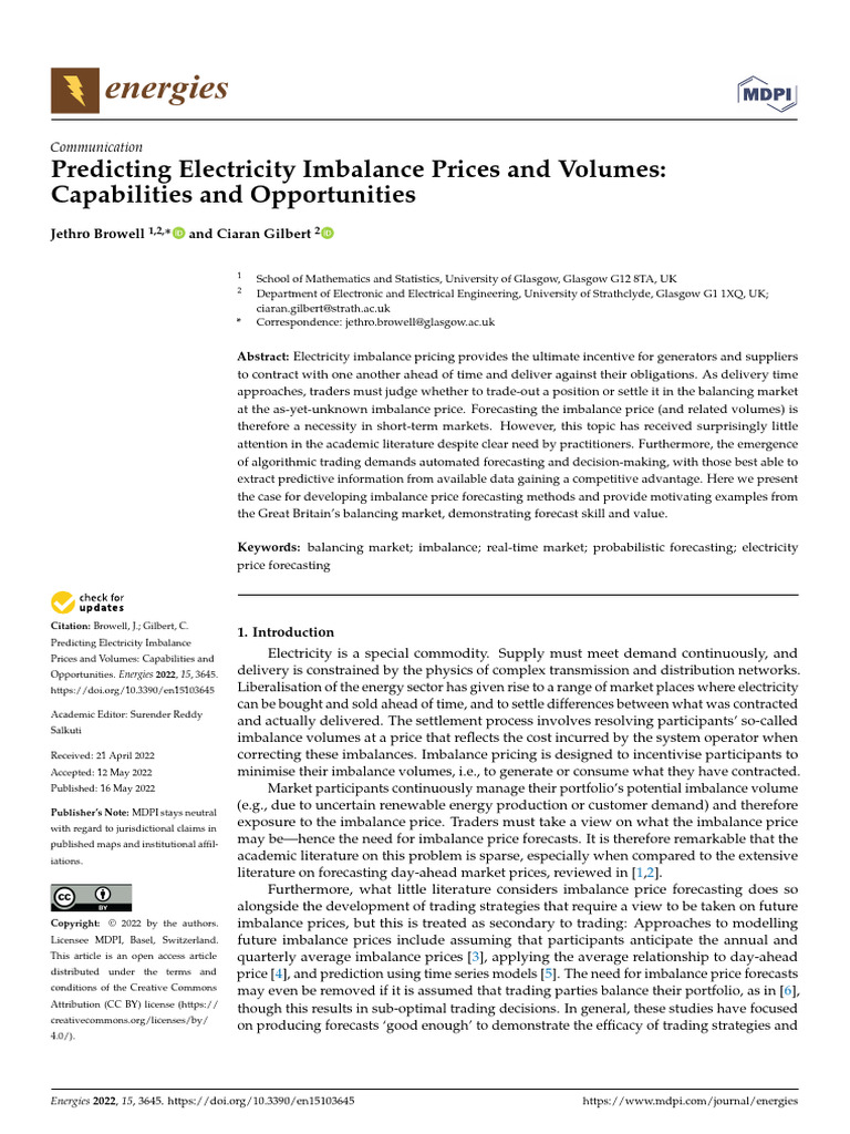 Predicting Electricity Imbalance Prices and Volumes | PDF | Forecasting | Value At Risk