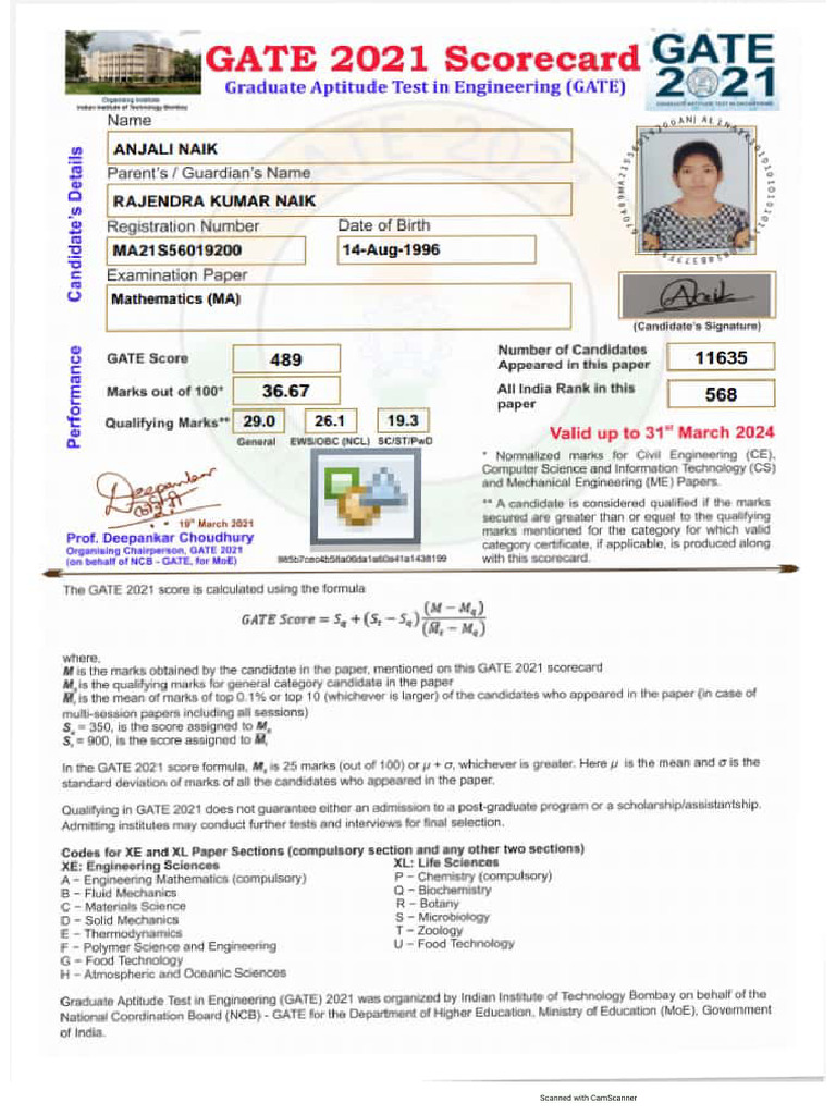 GATE Score Card | PDF