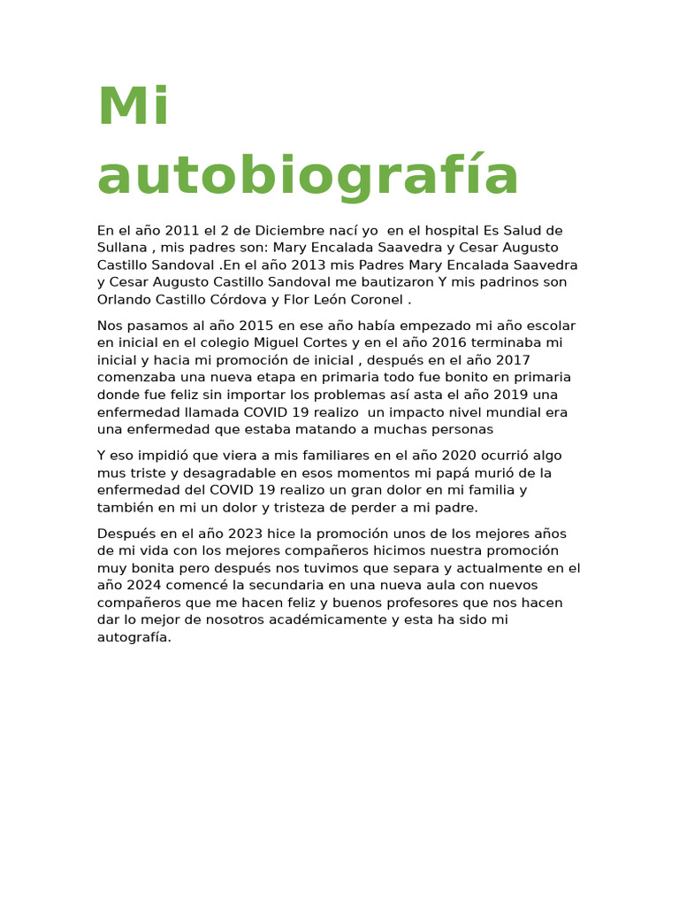 Autografía | PDF | Estilo de vida