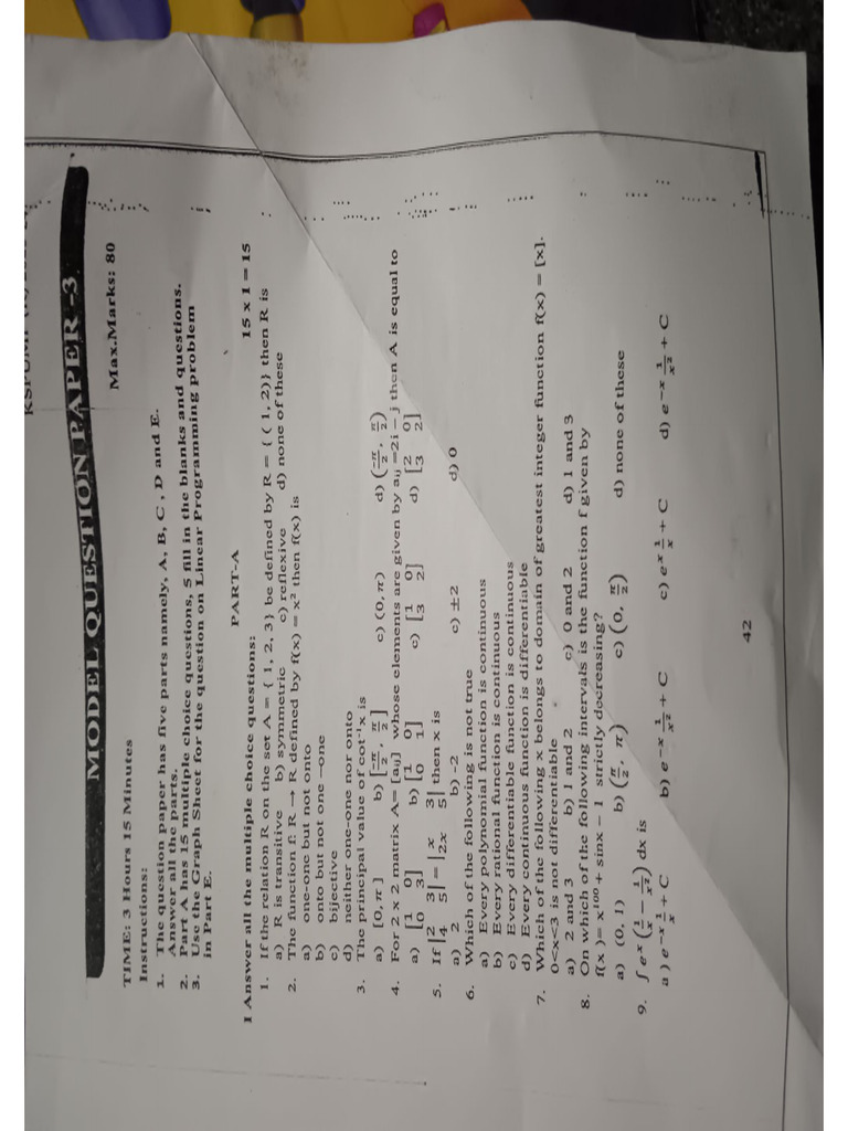 Maths Model Question Paper 3 | PDF