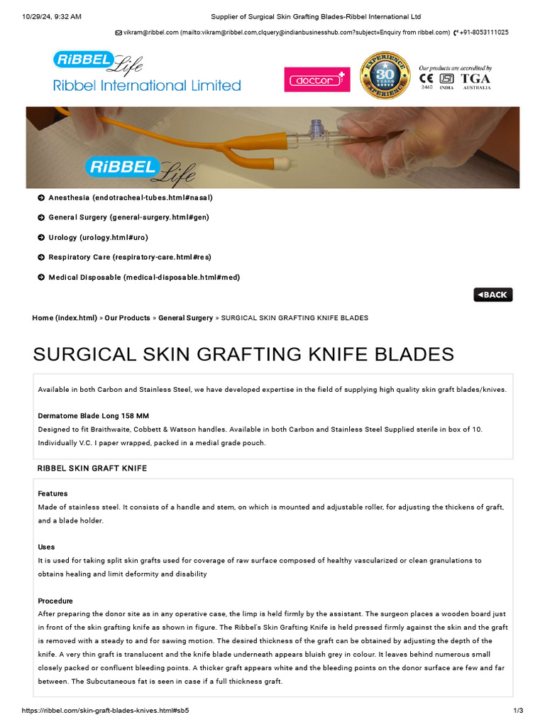 Supplier of Surgical Skin Grafting Blades-Ribbel International LTD ...