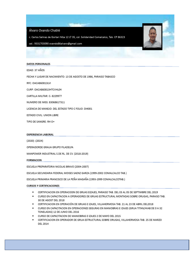 Curriculum Alvaro Chable | PDF