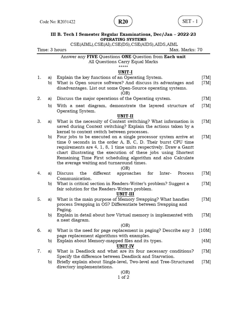 Operating Systems Jan 2023 Pdf Operating System Computer Science 