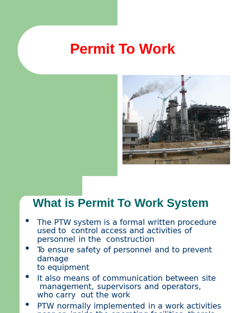 Permit To Work Training | PDF | Occupational Safety And Health | Safety
