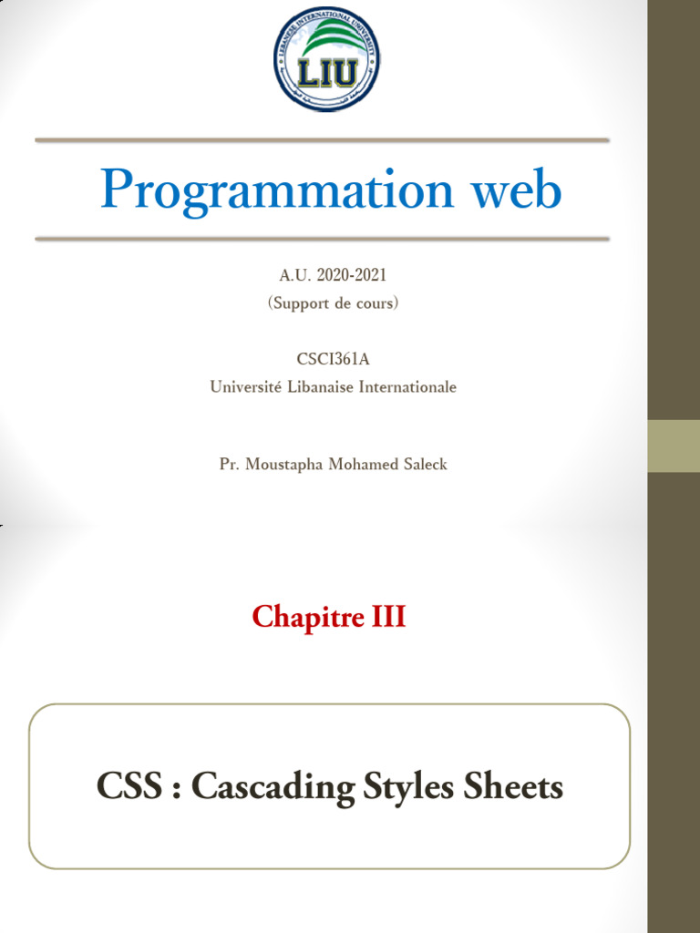 Programmation Web Ch3 | PDF | Langage de balisage | Html