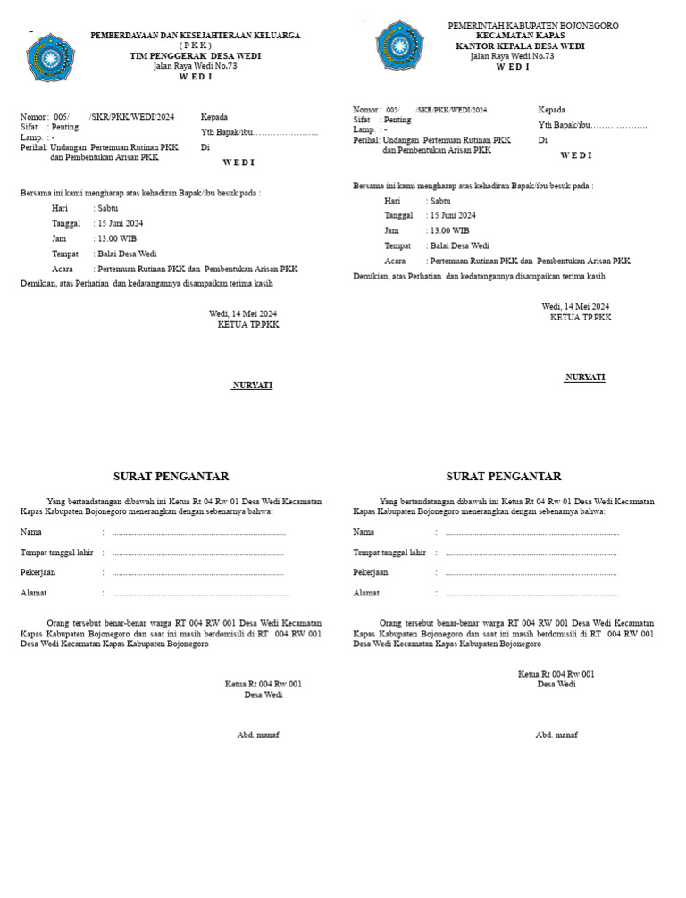 UNDANGAN PKK - Docx-4 | PDF