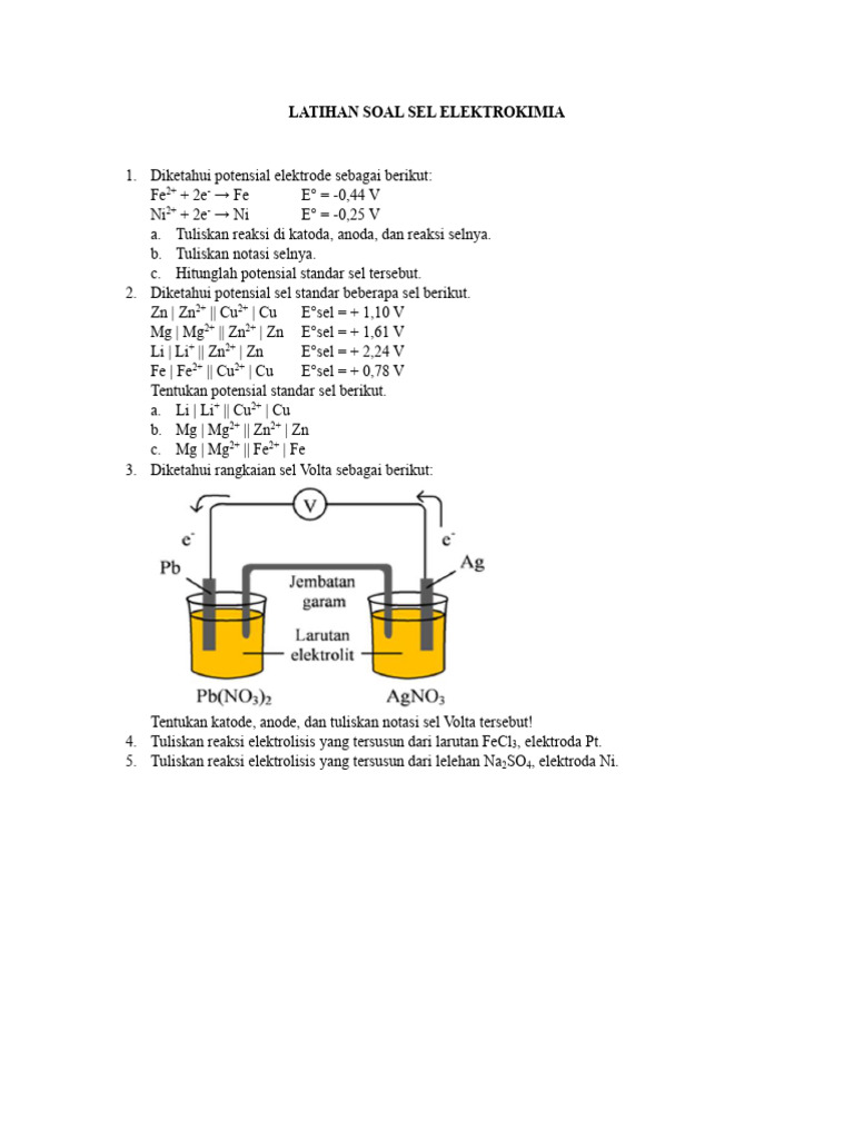 Latihan Soal Sel Elektrokimia | PDF