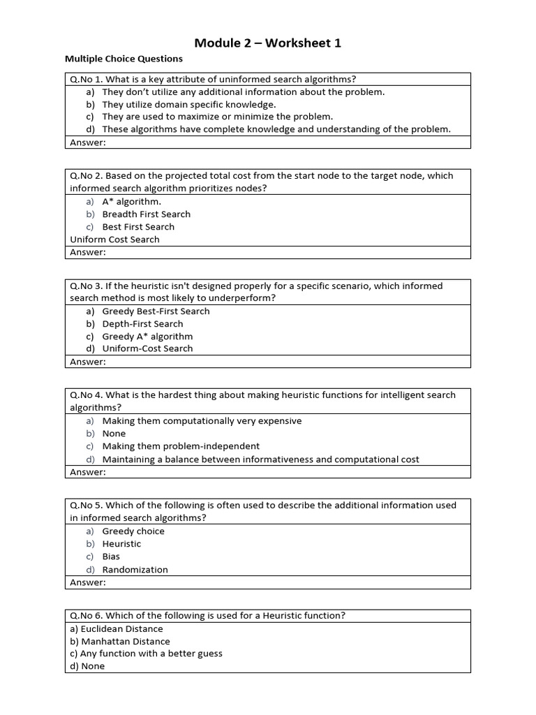 (1 - 1) CSA2001 - Module 2 Worksheet | PDF | Algorithms | Algorithms ...
