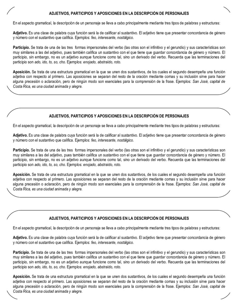 Adjetivos Participios y Aposiciones