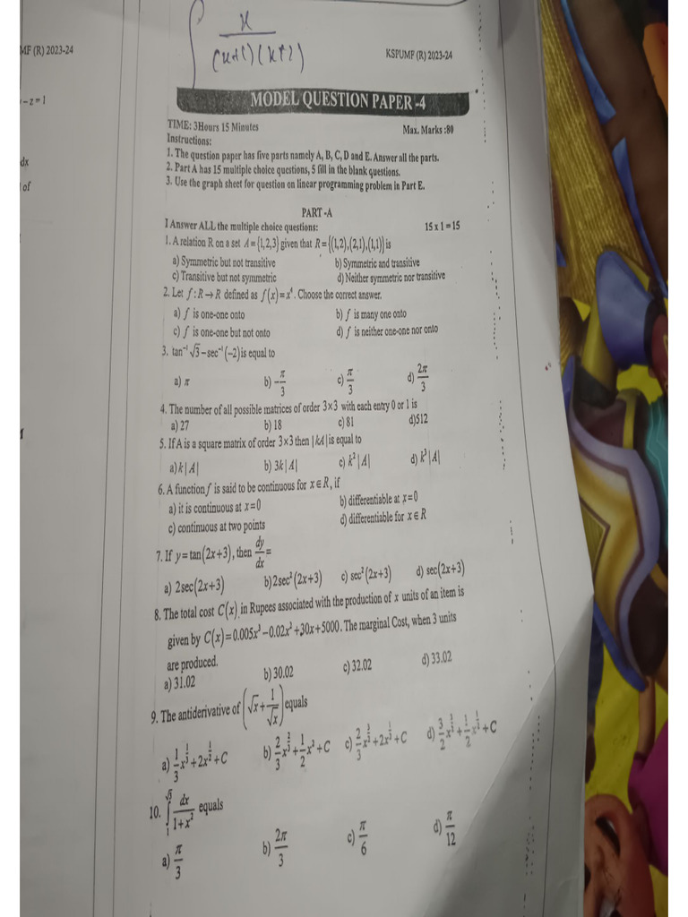 Maths Model QP 4 | PDF