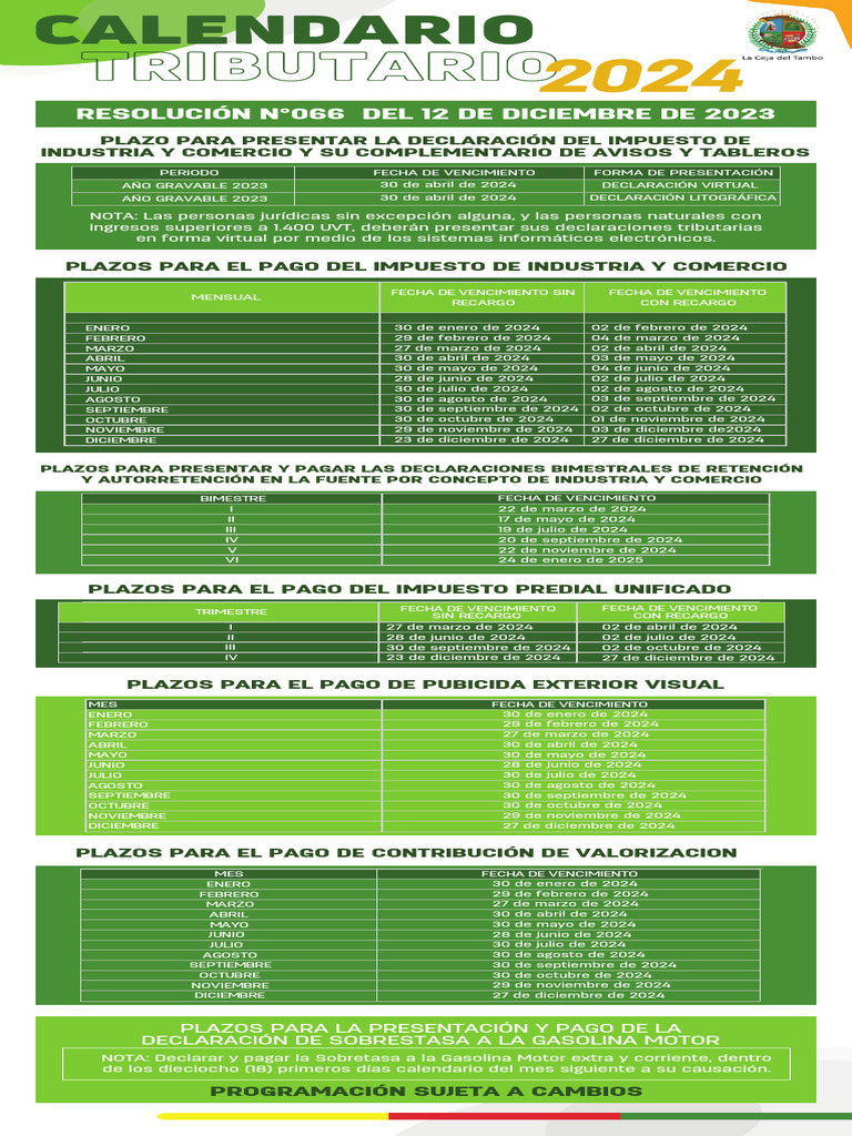 Calendario Tributario 2024 V4 | PDF