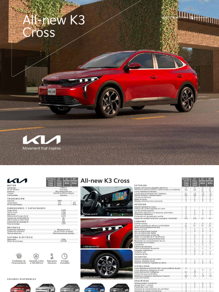 Ficha Tecnica Kia k3 Cross | PDF