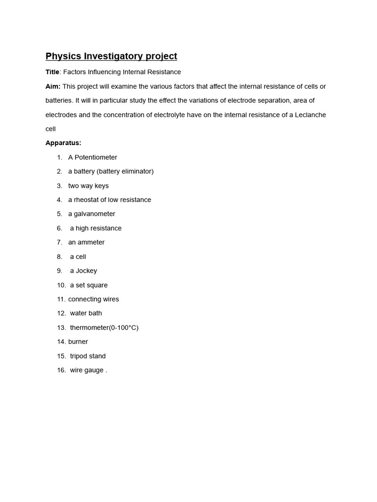 Physics Projects for Students | PDF | Capacitor | Electrical Resistance ...