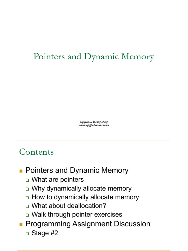 Week02-Pointers and Dynamic Memory | PDF | Pointer (Computer Programming) | Software Development