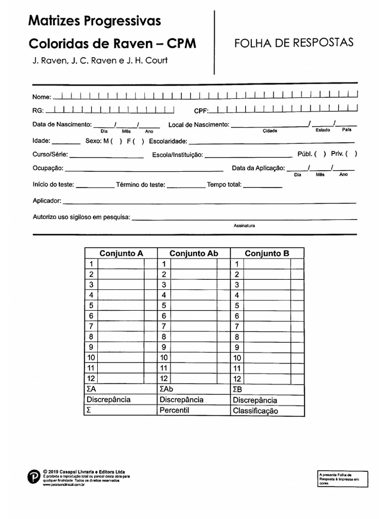 Folha de Resposta Raven | PDF
