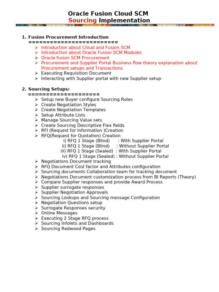 Oracle Fusion Cloud - SCM - Sourcing - Udemy | PDF | Computers