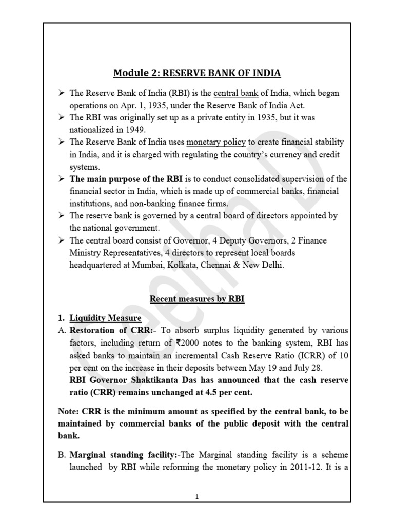 MODERN INDIAN BANKING - Mcom 2nd Sem | PDF | Reserve Bank Of India | Repurchase Agreement