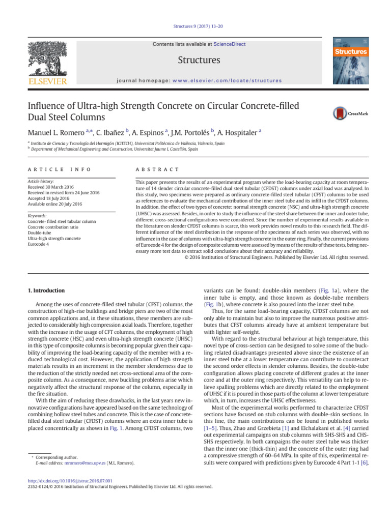 Ultra-High Strength Concrete in CFDST Columns | PDF | Buckling | Concrete