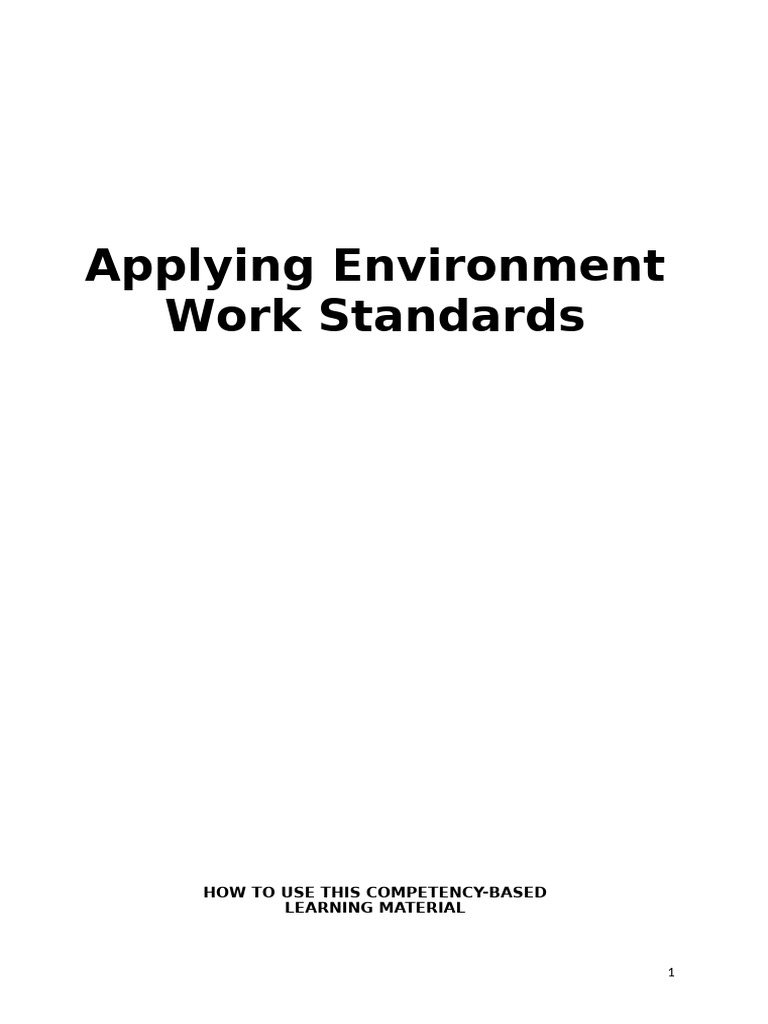 Applying Environmental Work Standard | PDF | Occupational Safety And ...