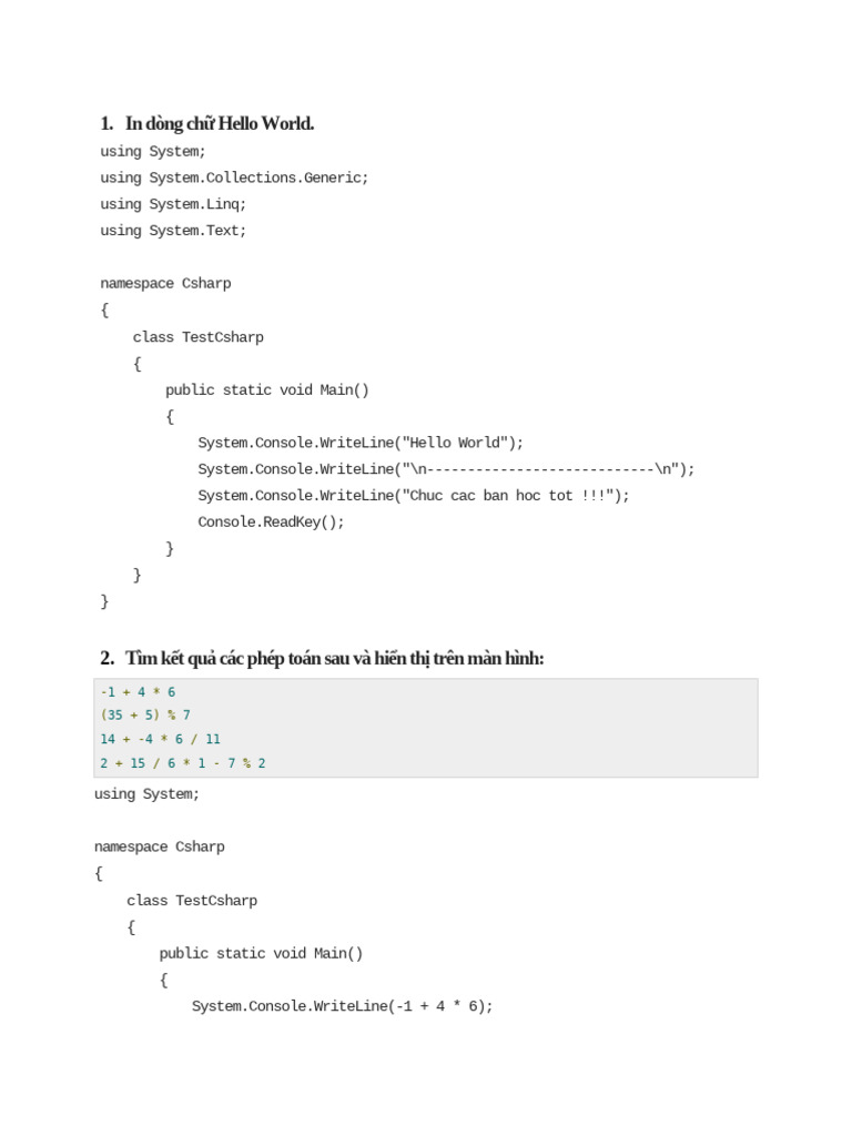 in Dòng CH Hello World | PDF