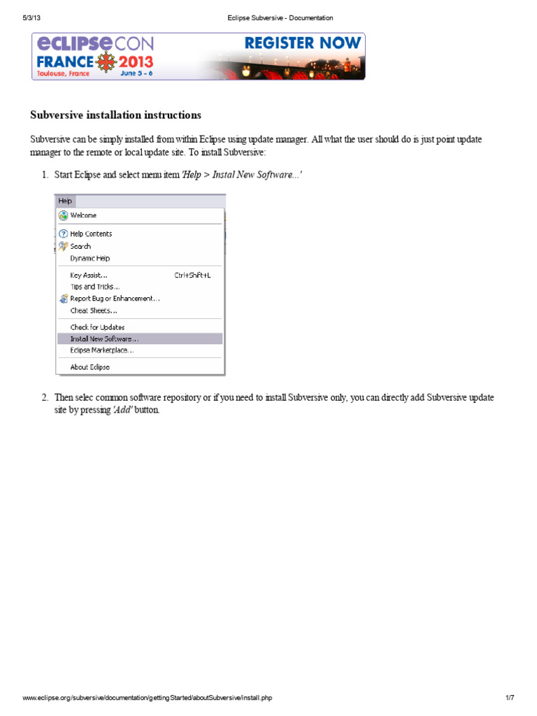 Eclipse Subversive - Documentation | PDF | Eclipse (Software) | Microsoft Windows