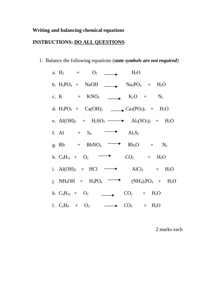 Balancing Chemical Equations Guide | PDF