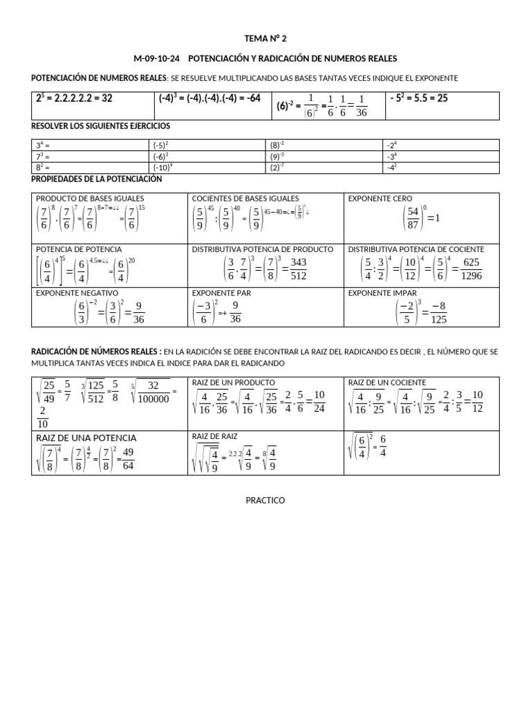 Tema N2 2do Sec 3trim | PDF | Exponenciación | Álgebra