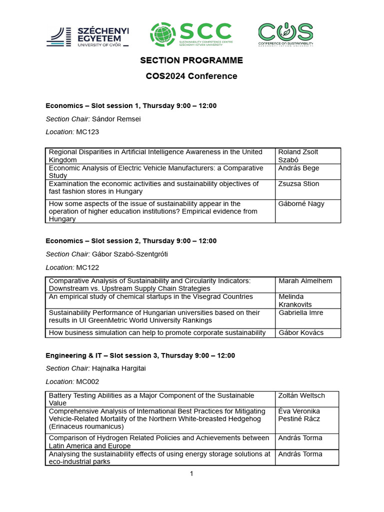 Cos 2024 Slot Sessions V 2 | PDF | Sustainability | Infrastructure