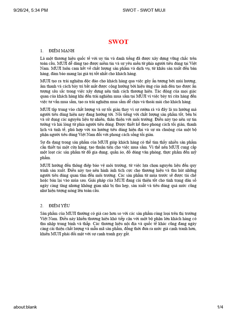 Swot - Swot Muji | PDF