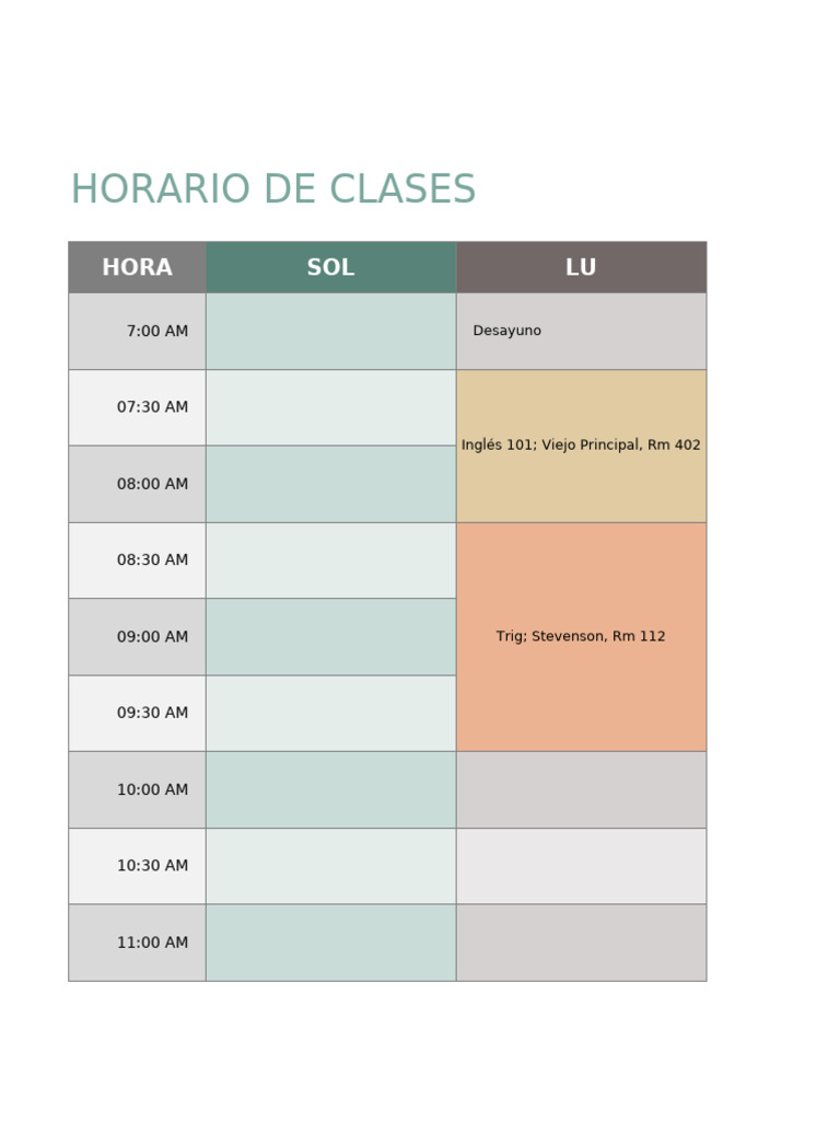 Horario de Clases Otoño 2016 | PDF