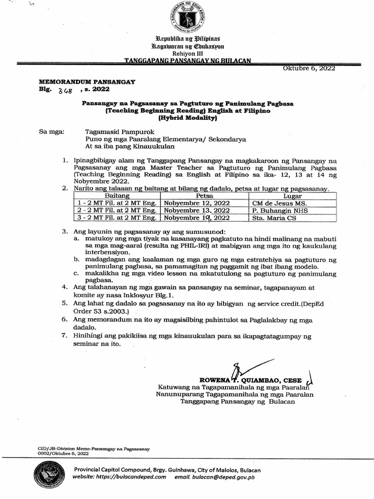 Div Memo N0. 368 S. 2022 | PDF