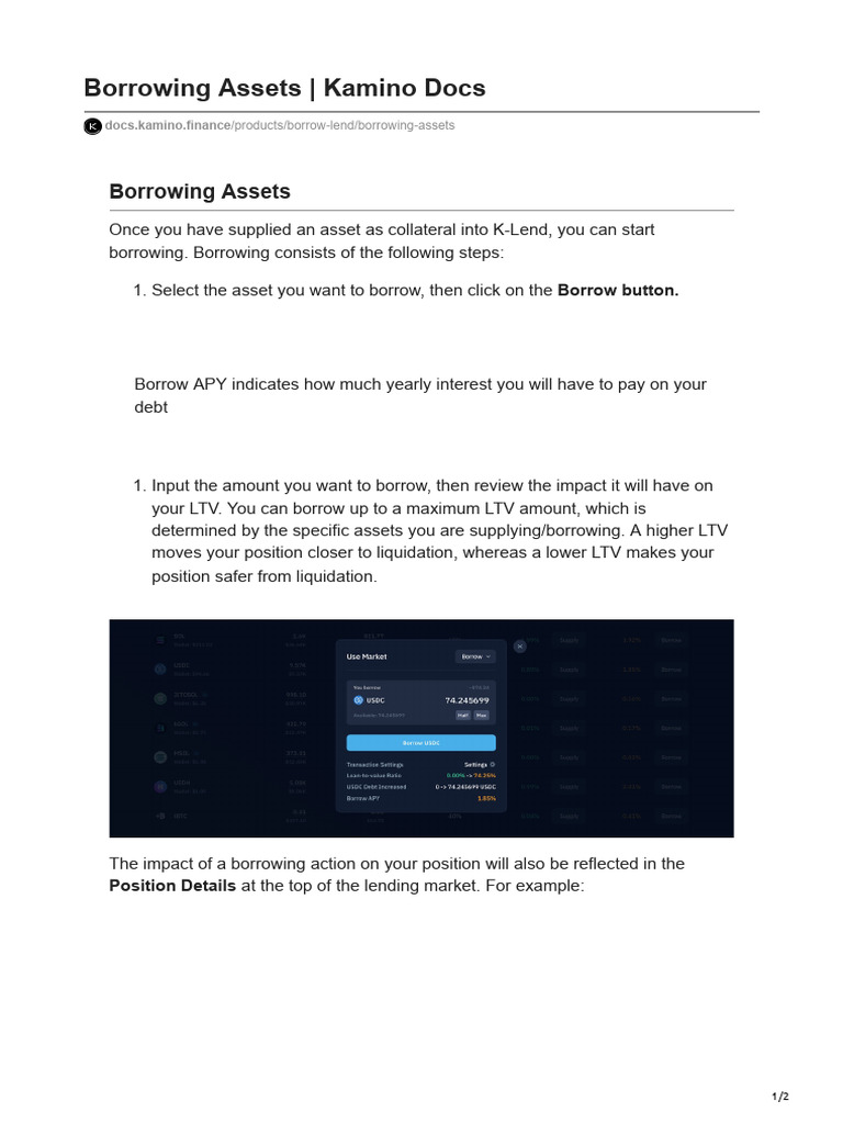 Docs - Kamino.finance-Borrowing Assets Kamino Docs | PDF | Business